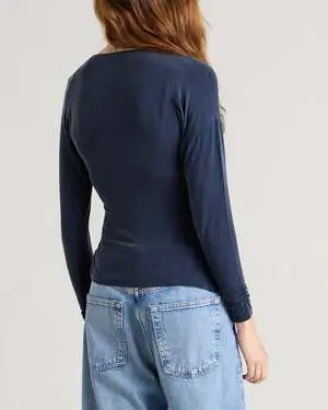 PEACHY DEN Cupro Balloon Sleeve Top