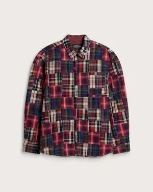 FRIZMWORKS Madras Patchwork Relaxed Shirt - Wine