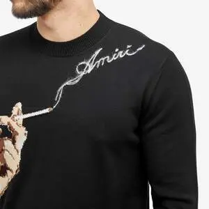 Amiri Smoke Logo Intarsia Crew Sweater Sweatshirt
