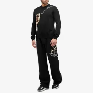 Amiri Smoke Logo Intarsia Crew Sweater Sweatshirt