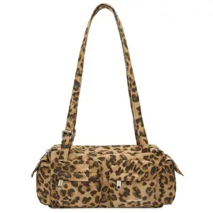 SAMO ONDOH Pocket Utility Shoulder Bag Medium - Denim Leopard