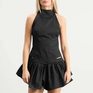 TOLU COKER High Neck Backless Mini Dress