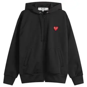 Play Comme Des Garcon Red Emblem Zip Hoodie - Black