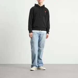 Play Comme Des Garcon Red Emblem Zip Hoodie