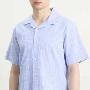 WAX LONDON Didcot Seersucker Stripe Vacation Shirt