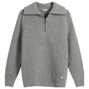 Armor Lux Half Zip Rib Knit Jumper - Slate