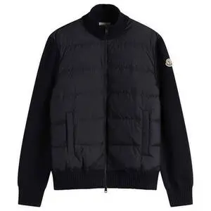 Moncler Hybrid Padded Front Wool Zip Jacket - Navy