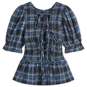 DAMSON MADDER Bluebelle Blouse - Blue Check