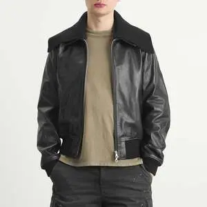 Our Legacy Pharos Leather Bomber Jacket - Black