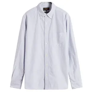 BEAMS Button Down Candy Stripe Shirt - Blue