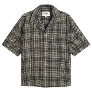 CORRIDOR Plaid Seersucker Shorts Sleeve Shirt - Black