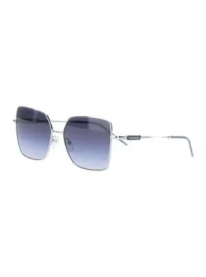 Emporio Armani Mini Square-lens Sunglasses With Logo Plate Temples - Metallic