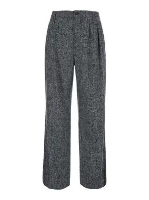 Emporio Armani Regular Fit Wool-silk Trousers With Belt Loops & Five-pocket Design - Grey