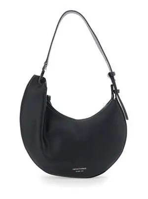 Emporio Armani Leather Logo Shoulder Handbag With Adjustable Top Handle