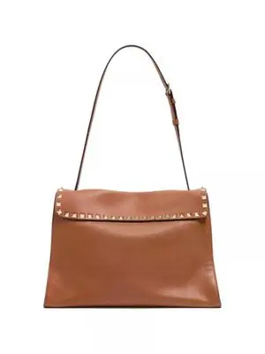 Valentino Garavani Rockstud Maxxing Medium Shoulder Bag In Smooth Calfskin - Brown