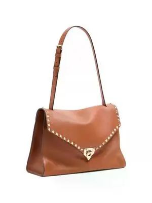 Valentino Garavani Rockstud Maxxing Medium Shoulder Bag In Smooth Calfskin - Brown