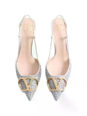 Valentino Garavani Vlogo Signature Metallic Tweed Pumps