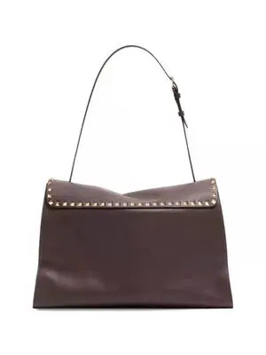 Valentino Garavani Rockstud Maxxing Large Shoulder Bag In Smooth Calfskin - Brown