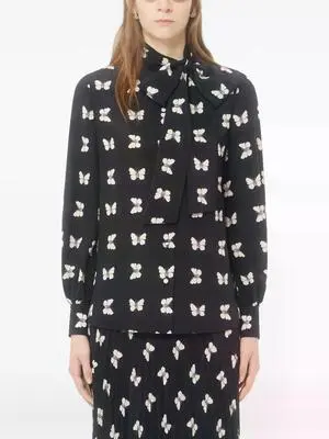 Valentino Garavani Shirt In Butterflow-print Crepe De Chine