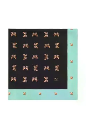 Valentino Garavani Silk Scarf With All-over Butterflow Print - Black