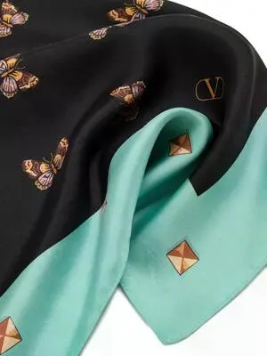 Valentino Garavani Silk Scarf With All-over Butterflow Print