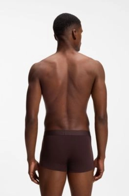 BOSS Three-pack Of Stretch-cotton Trunks With Logo Waistbands