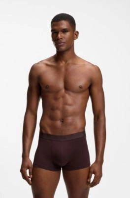 BOSS Three-pack Of Stretch-cotton Trunks With Logo Waistbands
