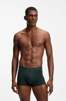 BOSS Three-pack Of Stretch-cotton Trunks With Logo Waistbands