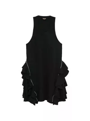 Comme Des Garçons Frilled Zipped Midi Dress - Black