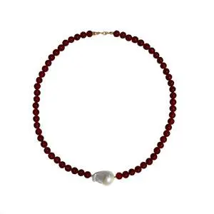 TOKEN & PEARL Coastal Crimson Pearl Necklace - Red