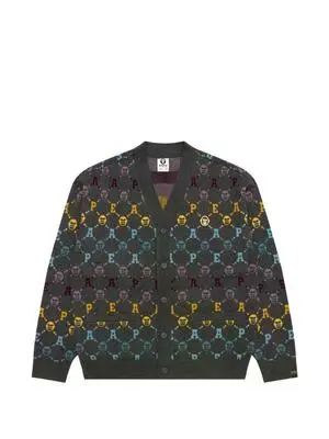 AAPE BY *A BATHING APE Logo-pattern V-neck Cardigan - Neutrals