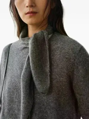 LESS Pussy-bow Cropped Cardigan
