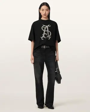 ALLSAINTS Reflex Oversized Amelie T-shirt - Black
