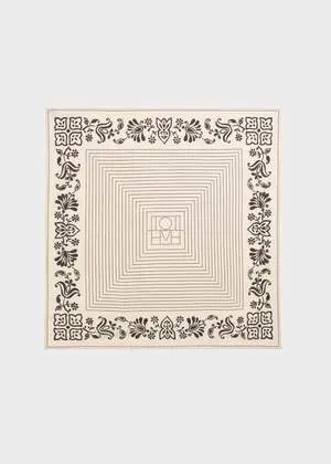 TOTEME Floral Signature Monogram Scarf Ivory/black - Creme