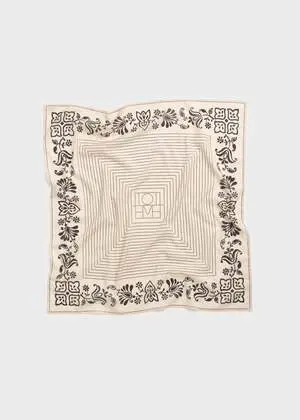 TOTEME Floral Signature Monogram Scarf Ivory/black