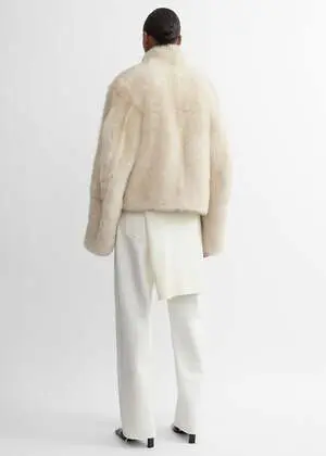 TOTEME Silky Shearling Jacket Ecru
