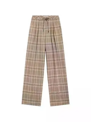 ERMANNO FIRENZE Checked Drawstring-waist Trousers