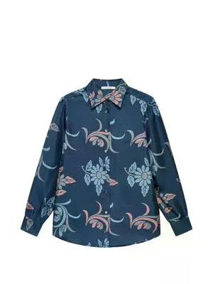 Malìparmi Floral-print Long-sleeve Shirt - Blue