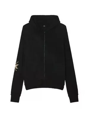 Y’s Intarsia-knit Zip-up Cardigan - Black
