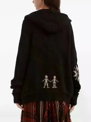 Y’s Intarsia-knit Zip-up Cardigan