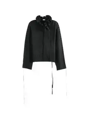 ANN DEMEULEMEESTER Ruffled Lace-up Sweater - Black