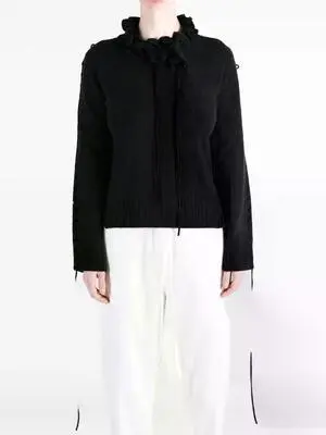ANN DEMEULEMEESTER Ruffled Lace-up Sweater