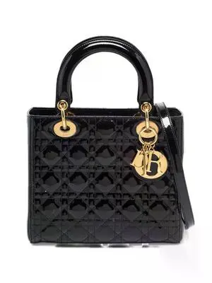 Dior 2015 Medium Lady Cannage Tote Bag - Black