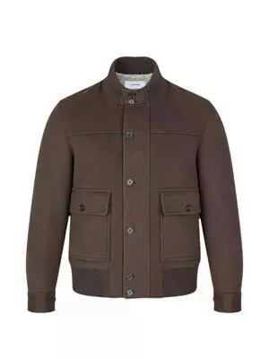 LARDINI Ribbed-knit Trim Button-up Jacket - Brown