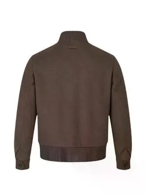 LARDINI Ribbed-knit Trim Button-up Jacket