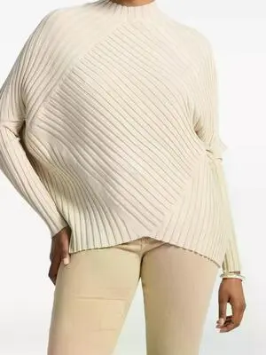 ELENA MIRÒ Ribbed-knit Asymmetric-hem Sweater