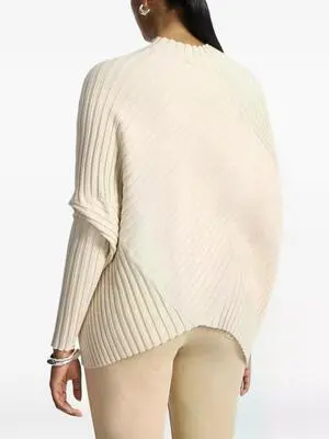 ELENA MIRÒ Ribbed-knit Asymmetric-hem Sweater