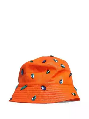 Dolce & Gabbana Crystal-embellished Bucket Hat - Orange