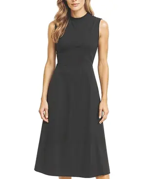 ELLE COLLECTION High Neck Satin Dress - Black