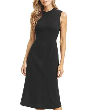 ELLE COLLECTION High Neck Satin Dress - Black